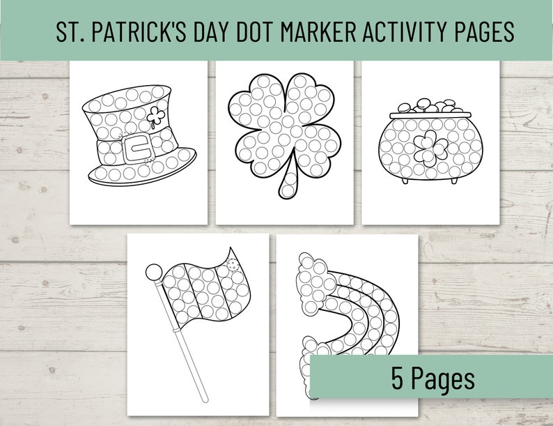 St.patrick's Day Dot Marker Printable Activity Pages - Etsy