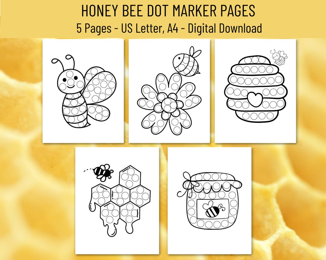 World Bee Day Dot Marker Printable Activity Pages, Bee Day Coloring ...