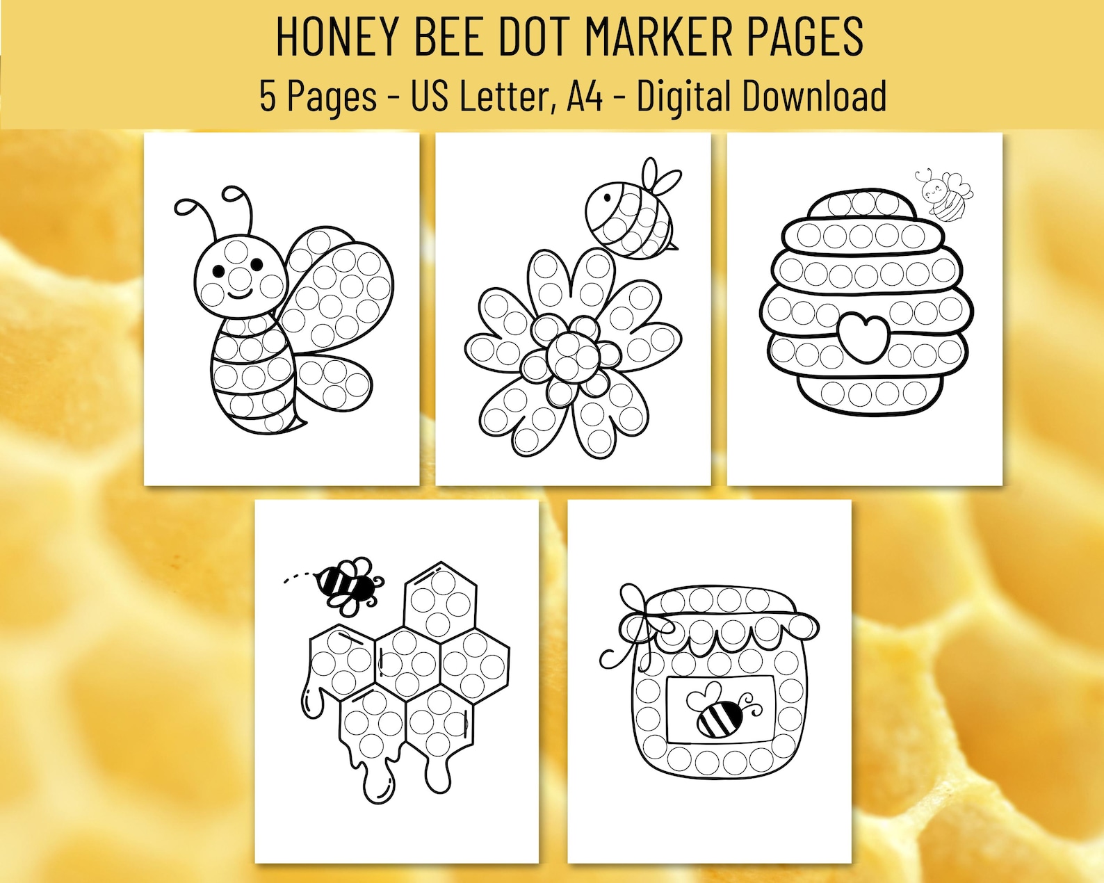 World Bee Day Dot Marker Printable Activity Pages, Bee Day Coloring ...