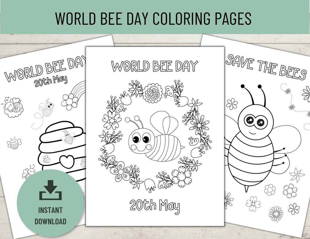 World Bee Day Printable Coloring Pages, Bee Day Activity Pages for Kids ...