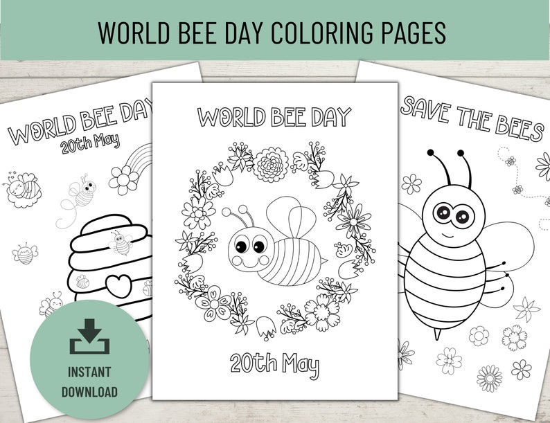 World Bee Day Printable Coloring Pages, Bee Day Activity Pages for Kids ...