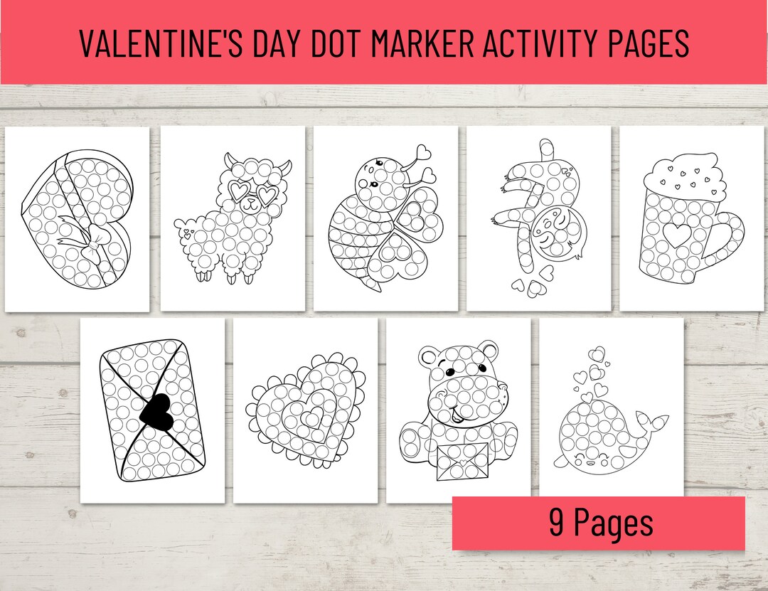 Valentine's Day Dot Marker Printable Pages, Valentines Do a Dot ...