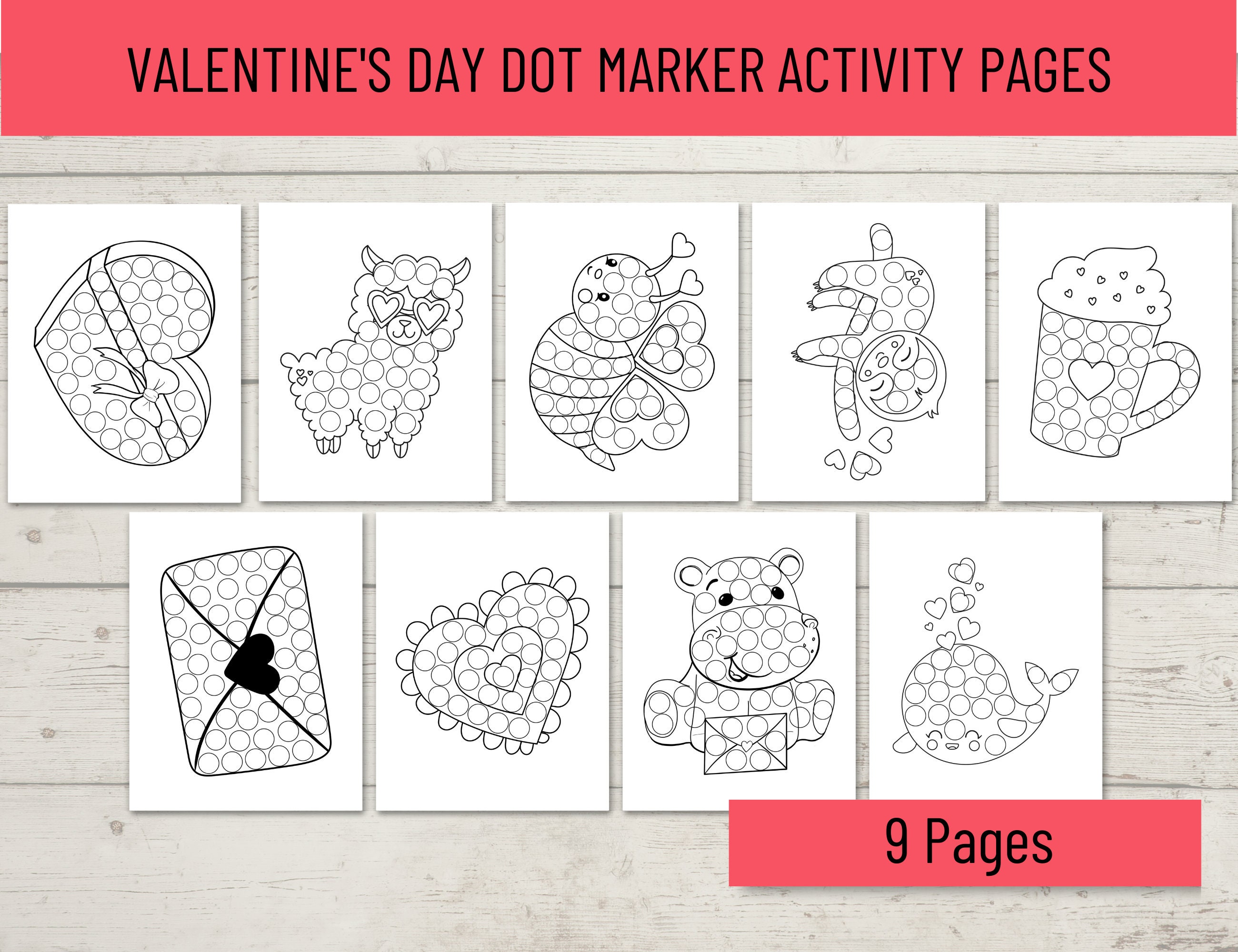 Valentine's Day Dot Marker Printable Pages, Valentines Do a Dot ...