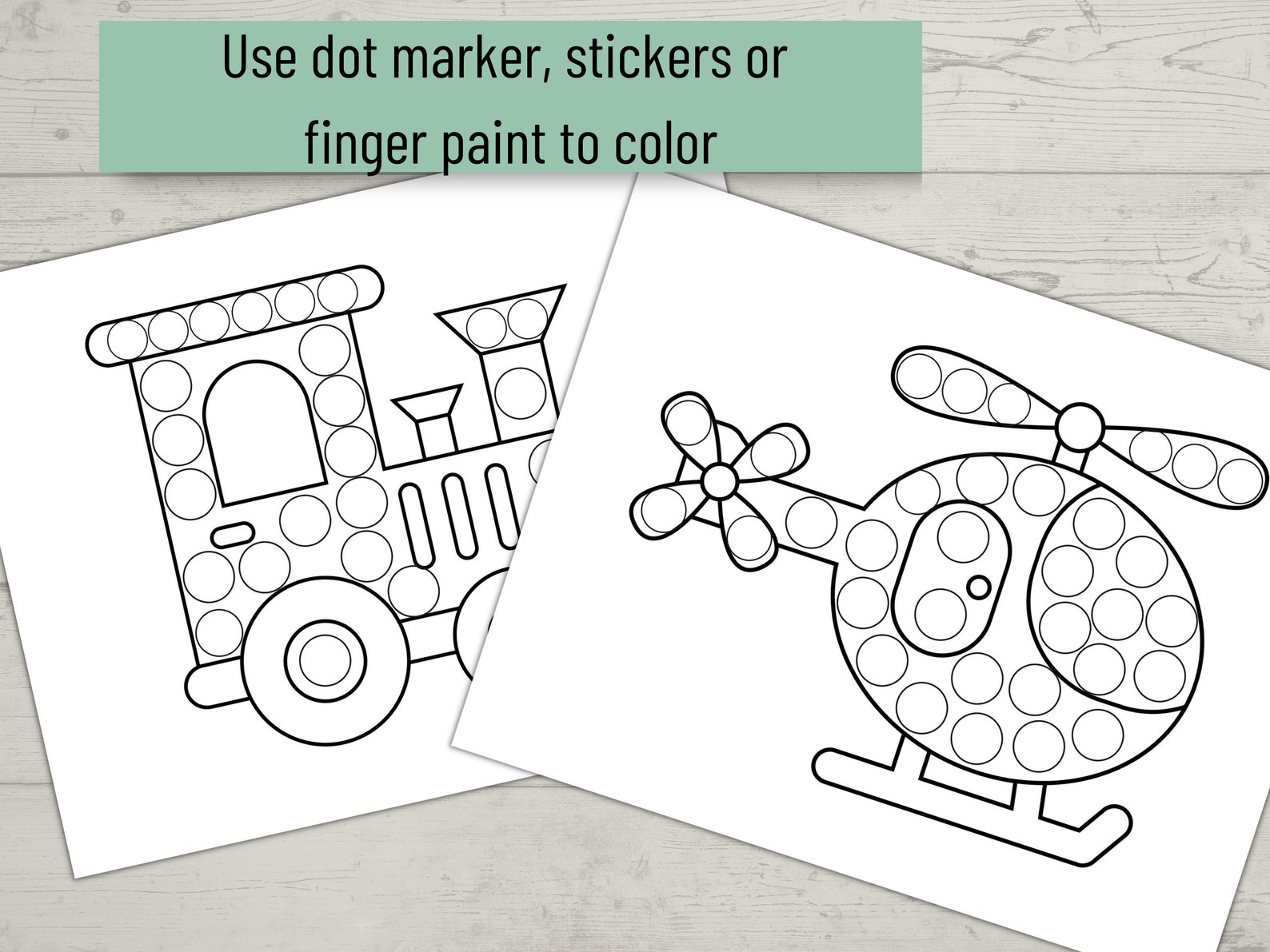 Transportation Dot Marker Printable Activity Pages, Do a Dot Coloring ...