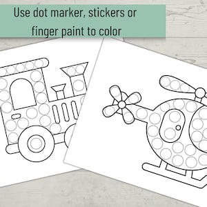 Transportation Dot Marker Printable Activity Pages, Do a Dot Coloring ...