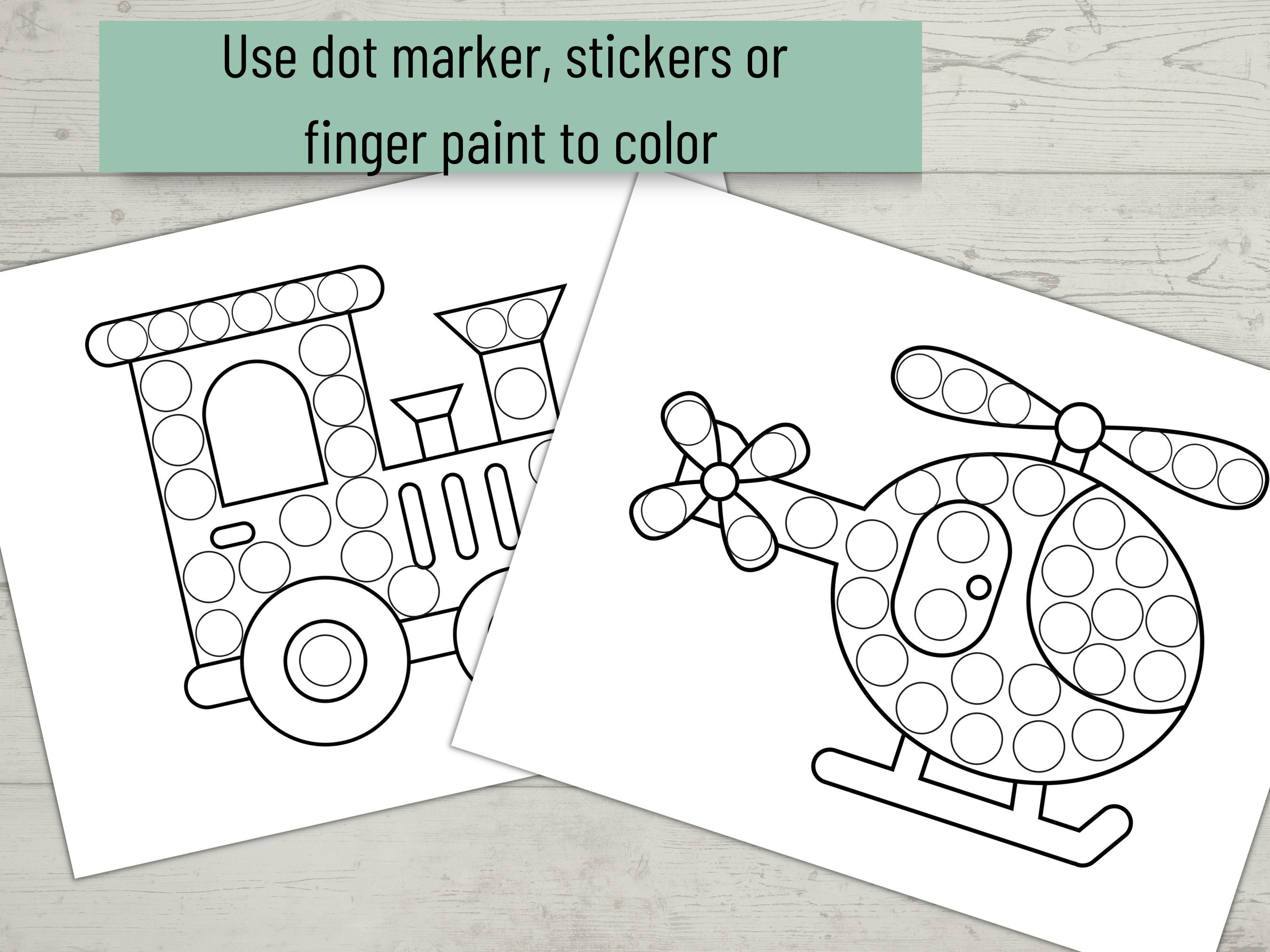 Transportation Dot Marker Printable Activity Pages, Do a Dot Coloring ...