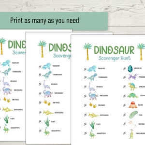 Dinosaur Scavenger Hunt Printable, Dinosaur Games for Kids, Dinosaur ...