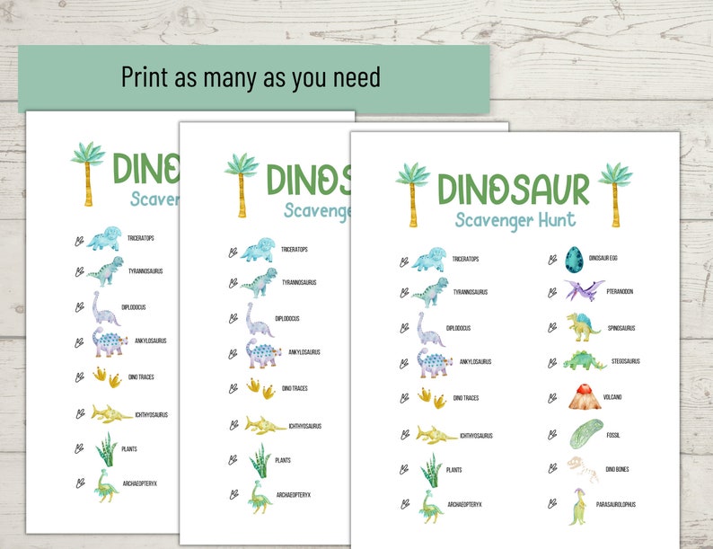 Dinosaur Scavenger Hunt Printable, Dinosaur Games for Kids, Dinosaur ...