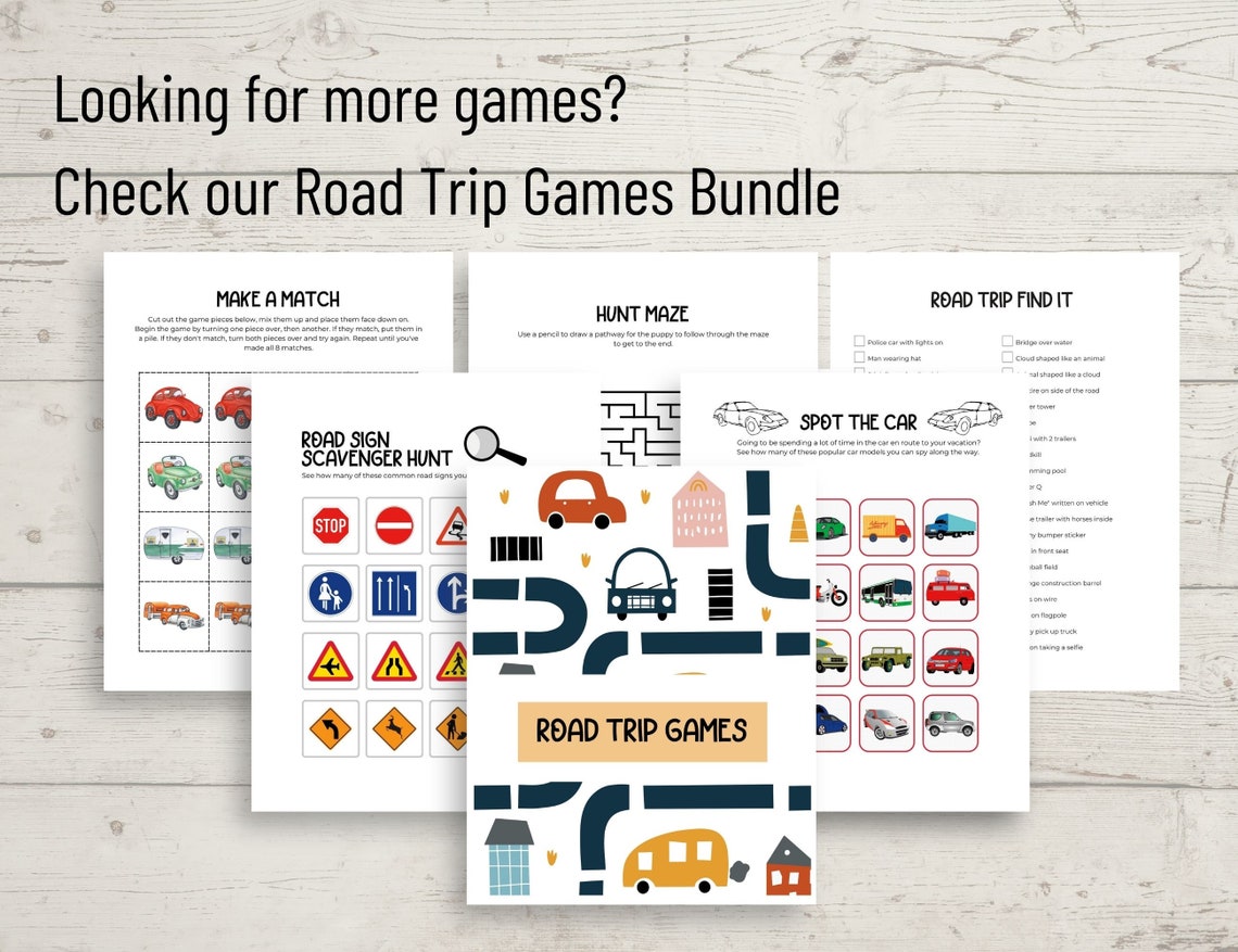 Road Trip Memory Game for Kids, Transportation Printable Memory Game ...