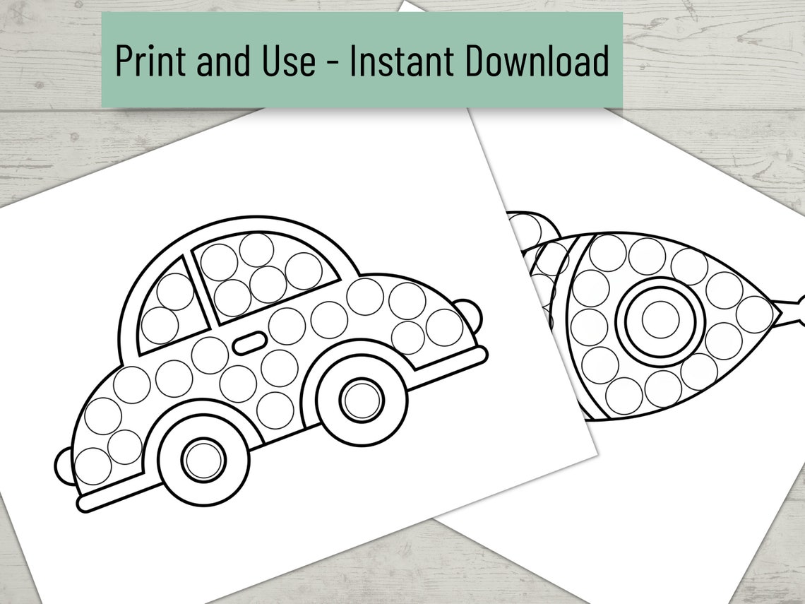 Transportation Dot Marker Printable Activity Pages, Do a Dot Coloring ...
