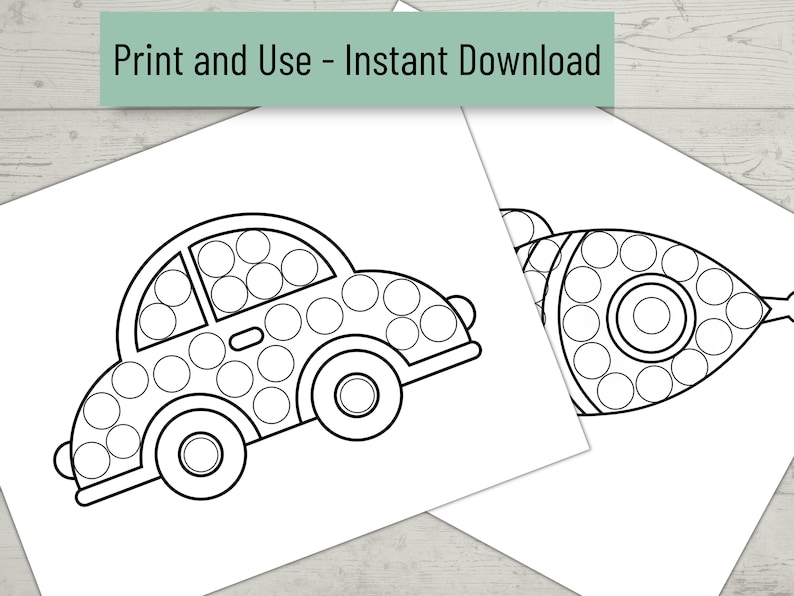 Transportation Dot Marker Printable Activity Pages, Do a Dot Coloring ...
