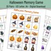 Halloween Matching Game for Kids, Halloween Printable Memory Game, Fall ...