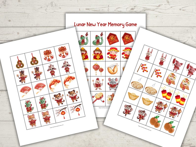 Lunar New Year Matching Game for Kids, Chinese New Year Printable ...