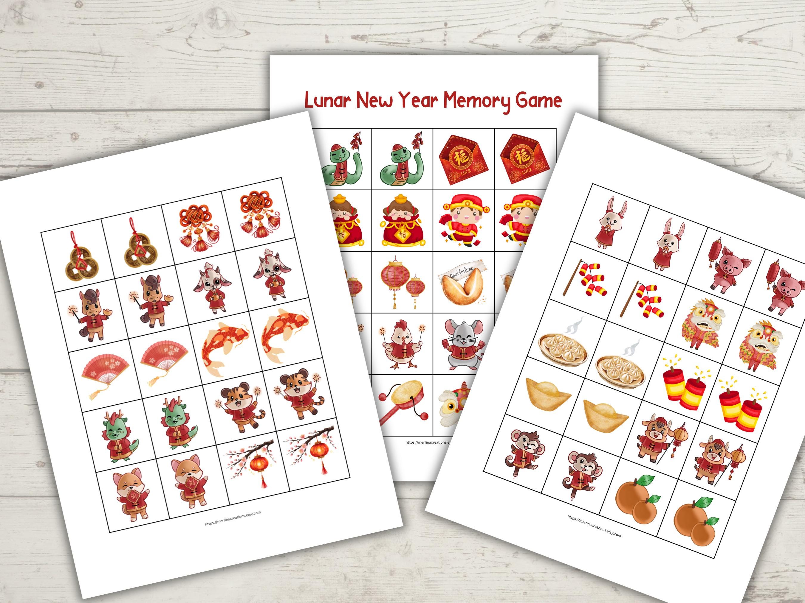Lunar New Year Matching Game for Kids, Chinese New Year Printable ...
