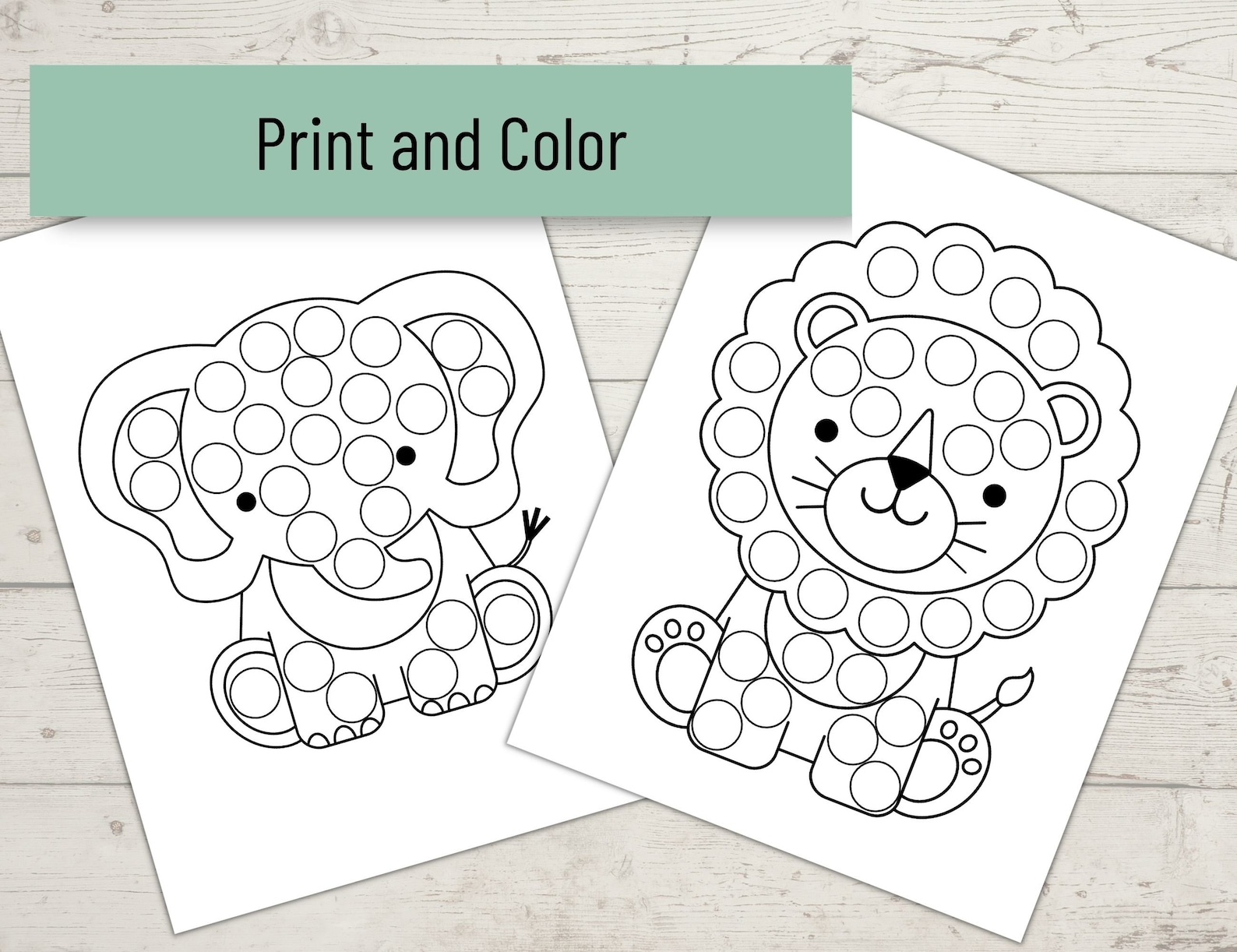 Safari Animals Dot Marker Printable Activity Pages, Do a Dot Coloring ...