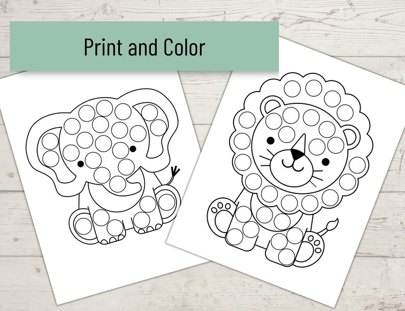 Safari Animals Dot Marker Printable Activity Pages, Do a Dot Coloring ...