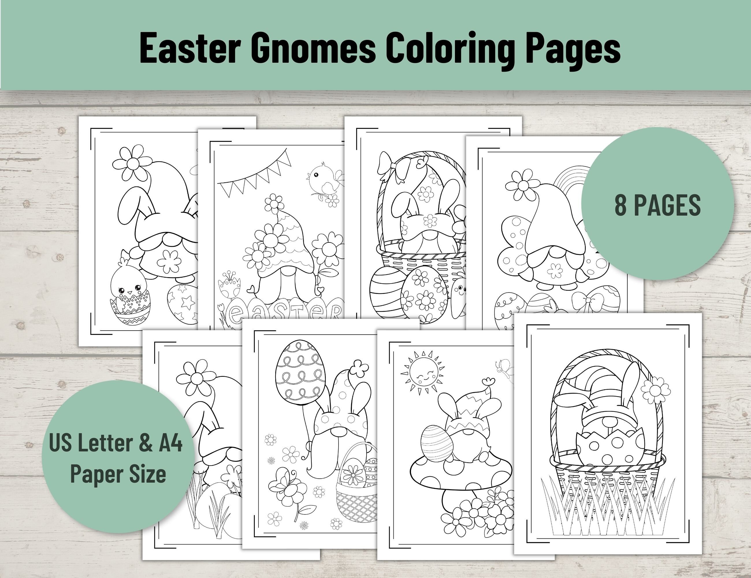 Easter Coloring Pages for Kids Easter Gnome Coloring - Etsy