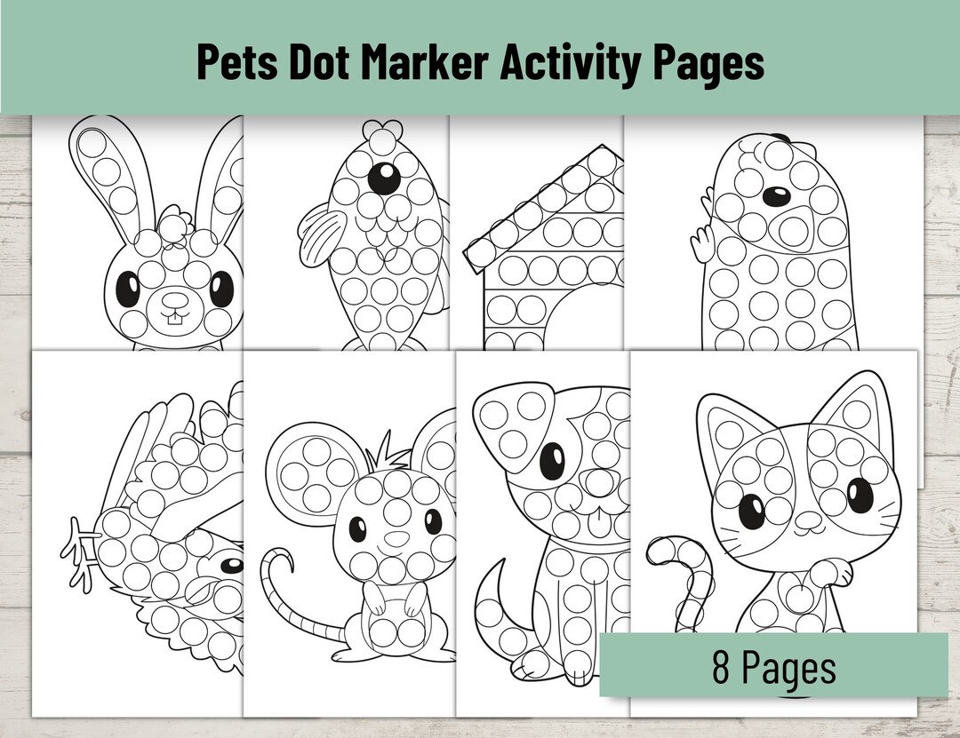 Pets Dot Marker Printable Activity Pages, Do a Dot Coloring, Do a Dot ...