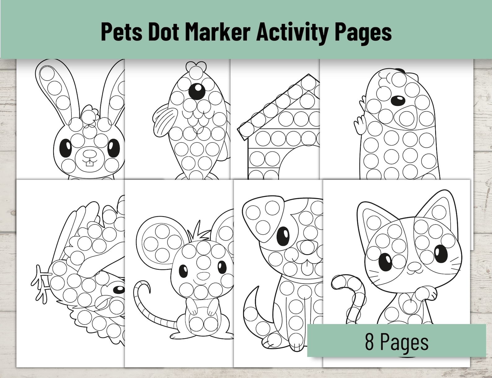 Pets Dot Marker Printable Activity Pages, Do a Dot Coloring, Do a Dot ...