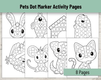 Pets Dot Marker Printable Activity Pages, Do a Dot Coloring, Do a Dot ...