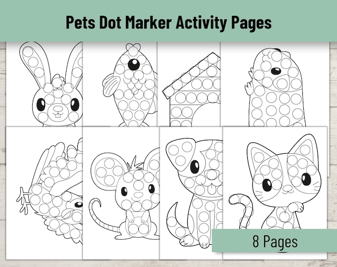 Pets Dot Marker Printable Activity Pages, Do a Dot Coloring, Do a Dot ...