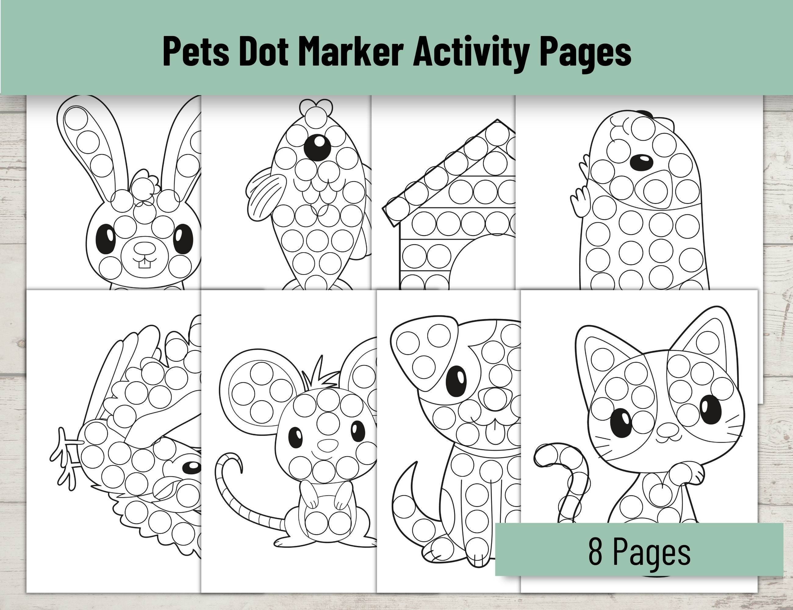 Pets Dot Marker Printable Activity Pages, Do a Dot Coloring, Do a Dot ...