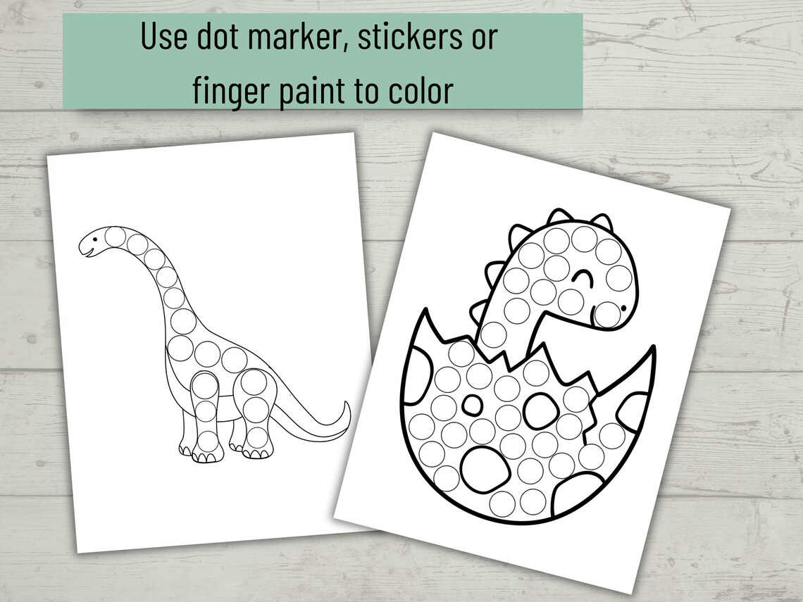 Dinosaur Dot Marker Printable Activity Pages, Do a Dot Coloring, Do a ...