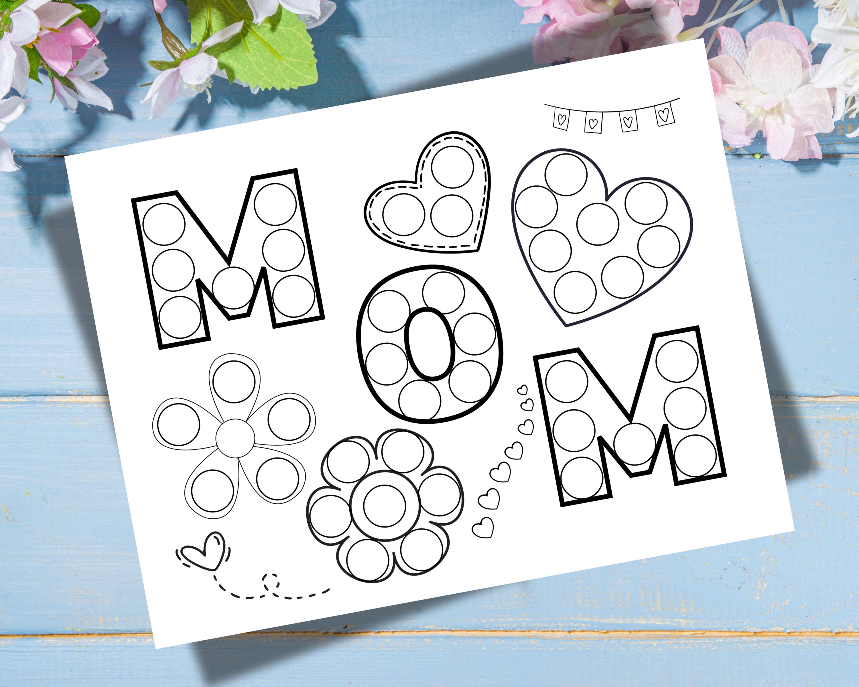 Mom Dot Marker Activity Page, Mother's Day Do a Dot, Toddler Gift for ...