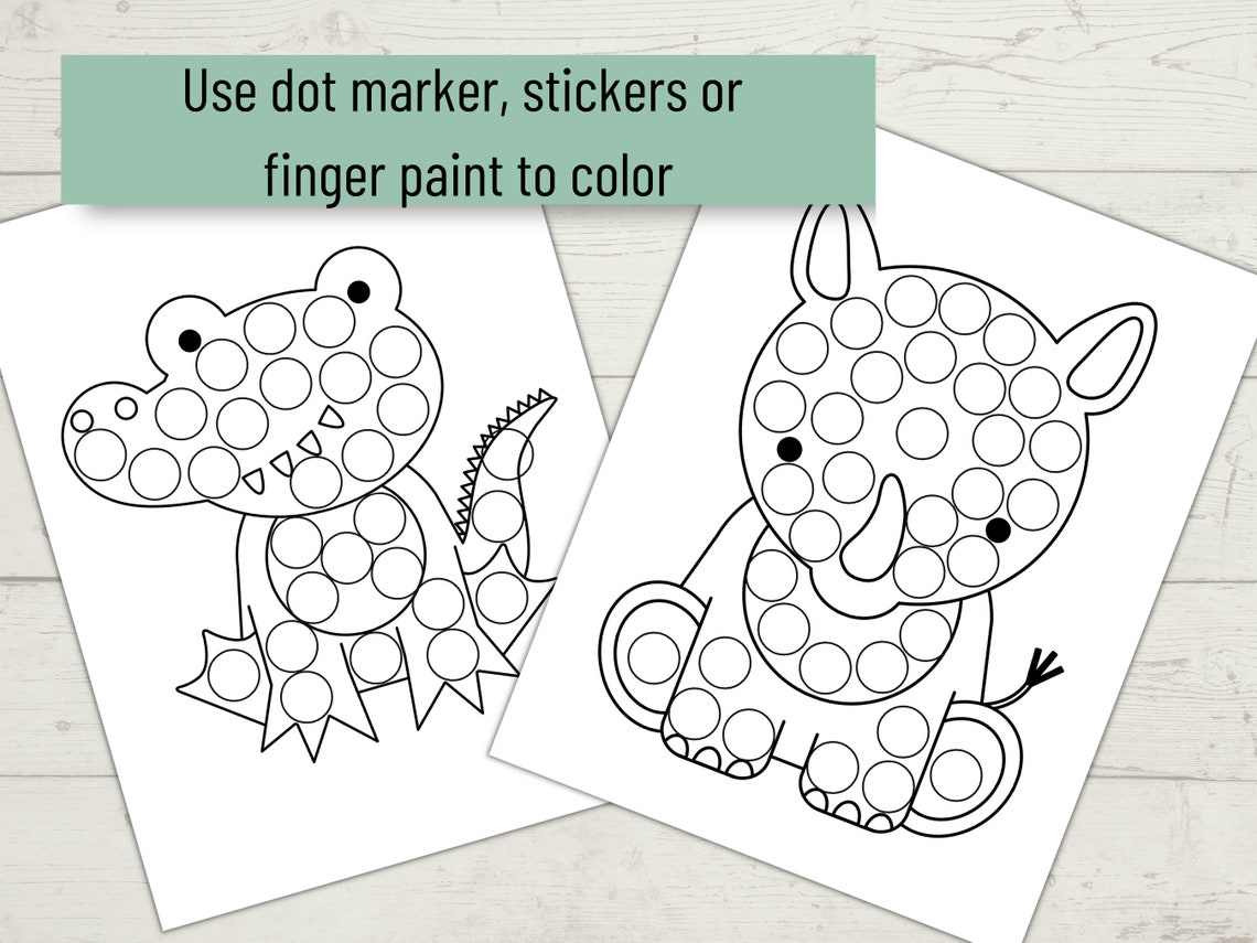 Safari Animals Dot Marker Printable Activity Pages, Do a Dot Coloring ...