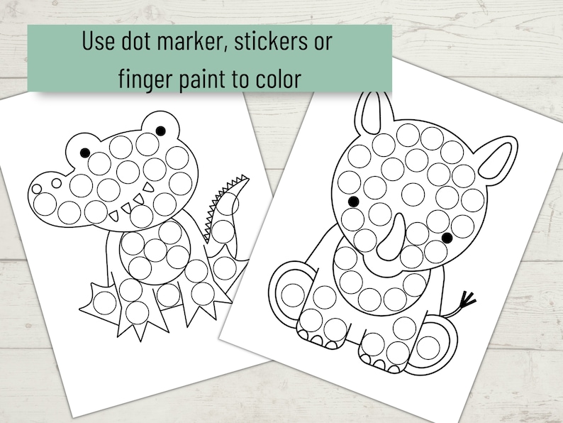 Safari Animals Dot Marker Printable Activity Pages, Do a Dot Coloring ...
