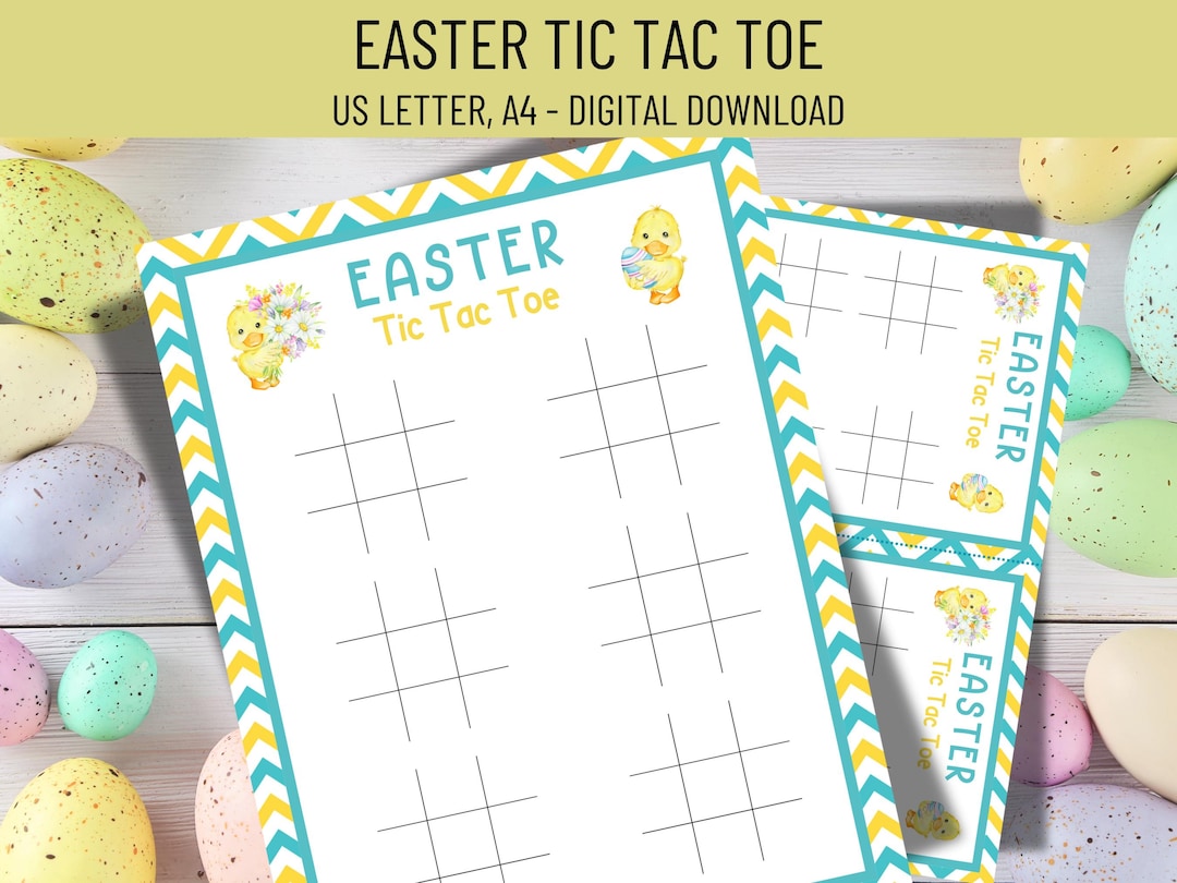 Easter Tic Tac Toe Printable Game, Easter Party Games, Tic Tac Toe ...