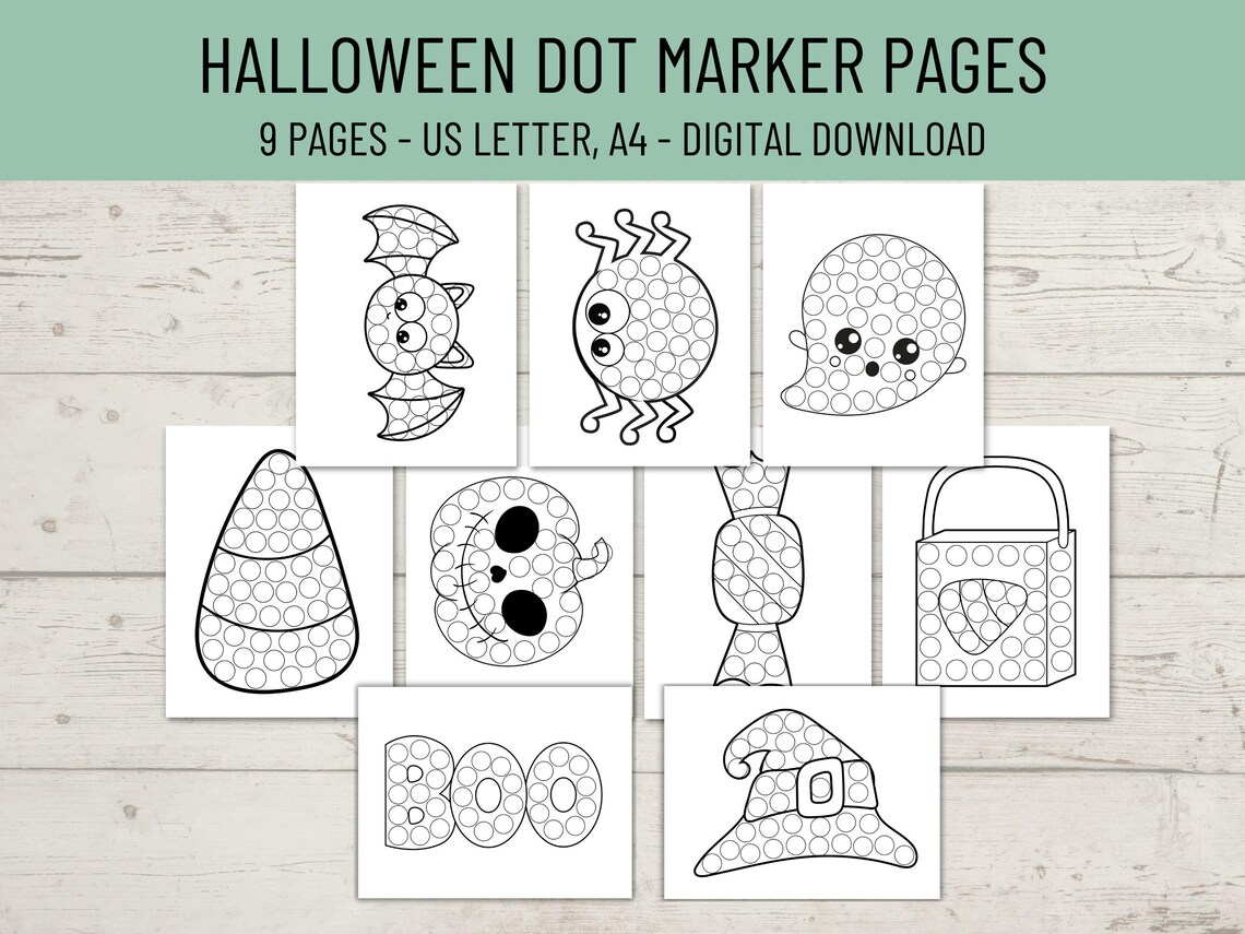 Halloween Dot Marker Printable Activity Pages, Halloween Do a Dot ...