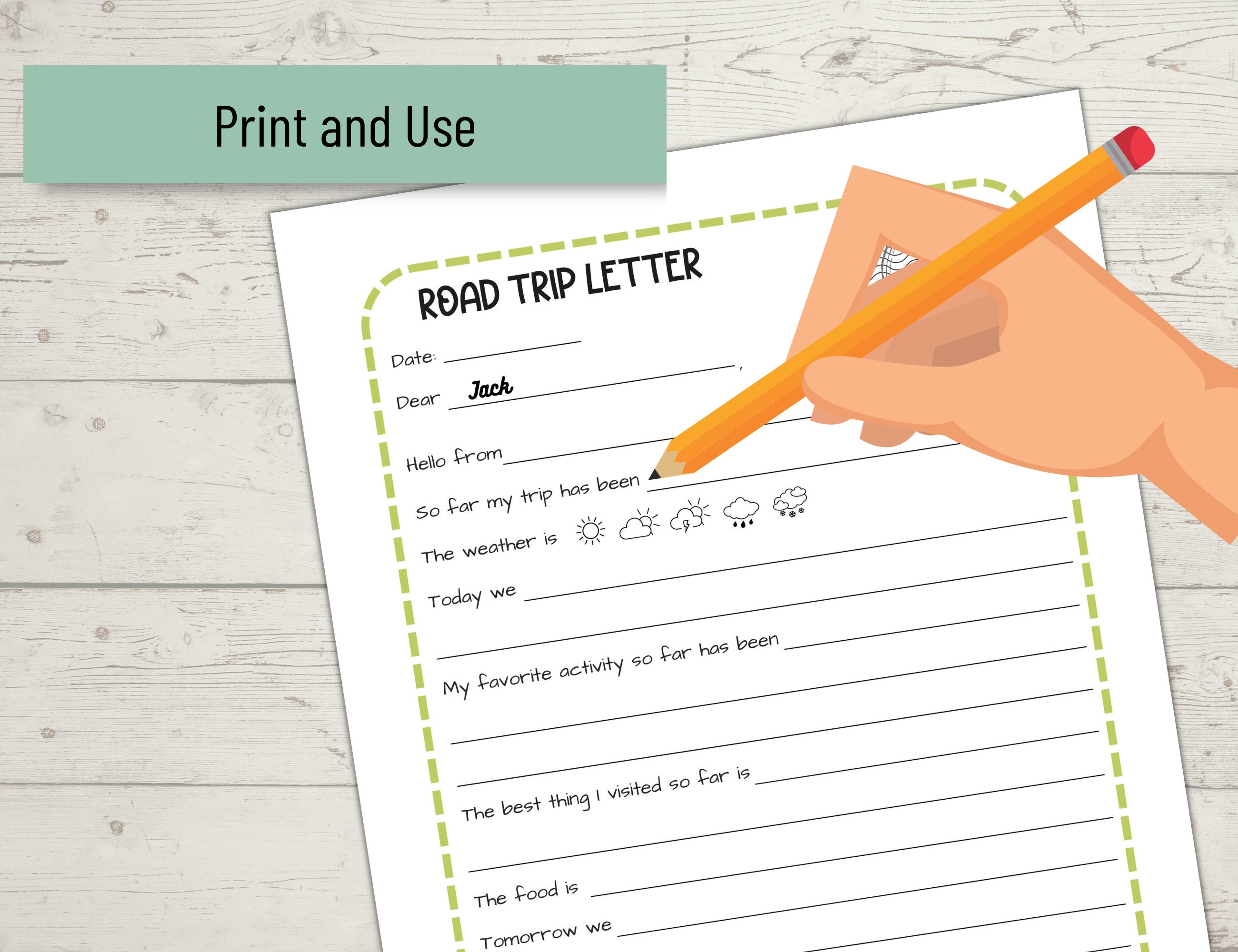 Road Trip Letter Printable, Summer Stationery, Road Trip Journal, Kids ...