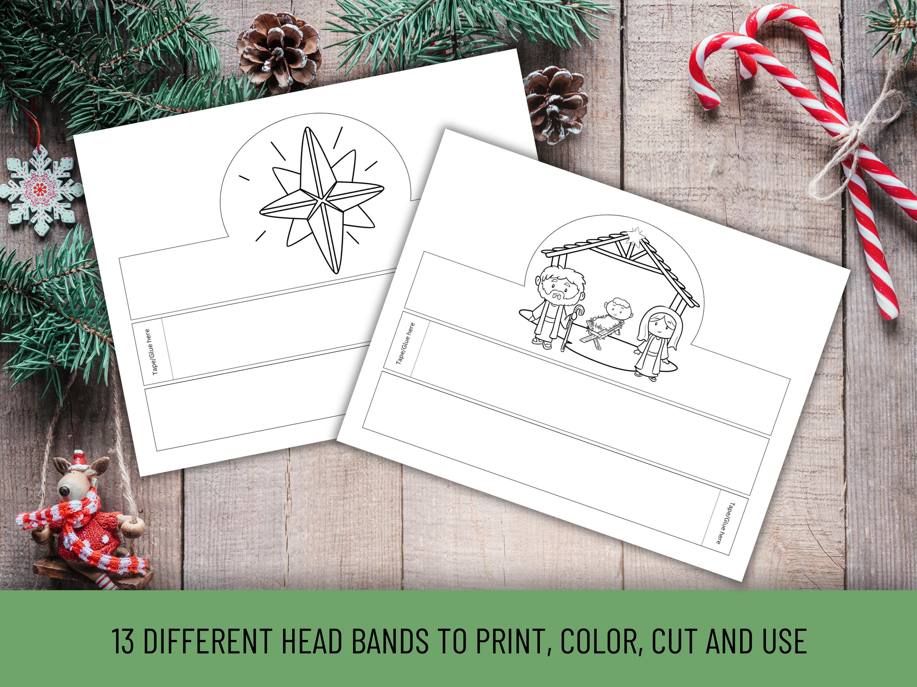 Christmas Paper Crown Hats, Nativity Paper Craft, Coloring Headband for ...
