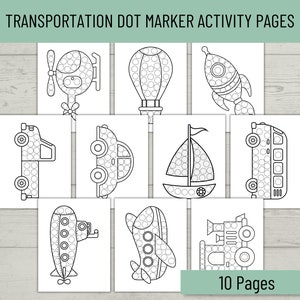 Transportation Dot Marker Printable Activity Pages, Do a Dot Coloring ...