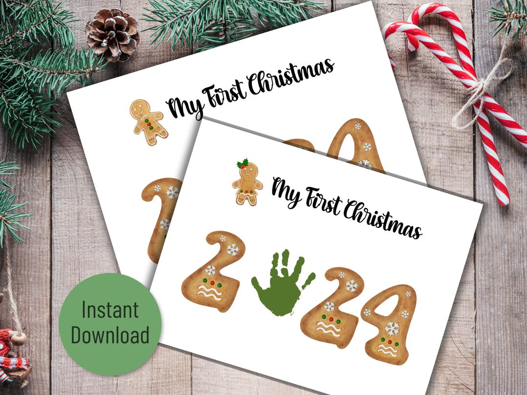 My First Christmas Handprint Craft Printable, Baby Christmas Keepsake ...
