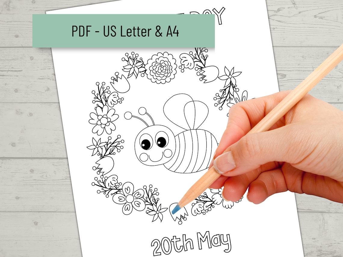 World Bee Day Printable Coloring Pages, Bee Day Activity Pages for Kids ...