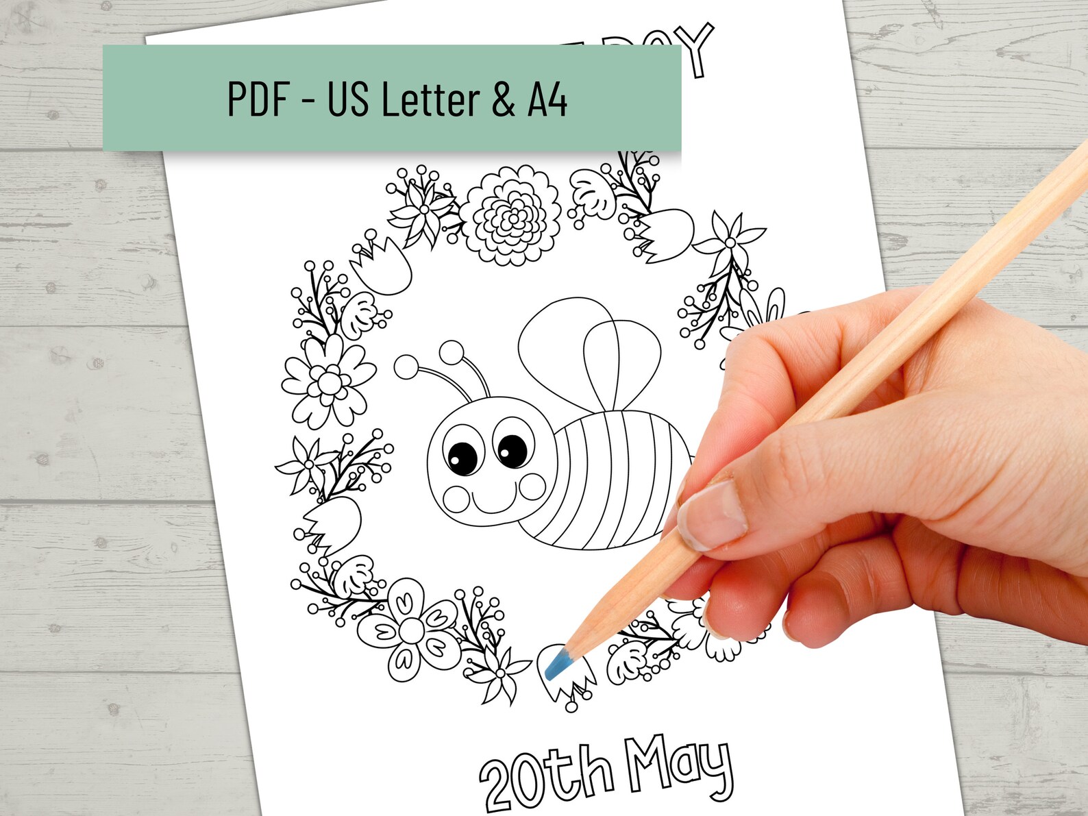 World Bee Day Printable Coloring Pages, Bee Day Activity Pages for Kids ...