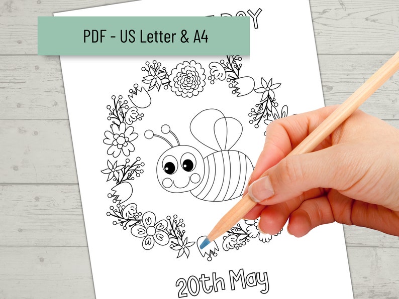 World Bee Day Printable Coloring Pages, Bee Day Activity Pages for Kids ...