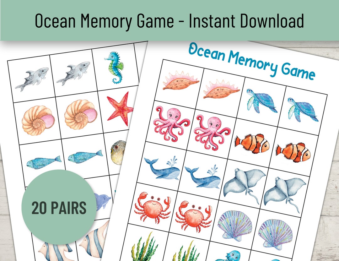 Ocean Matching Game for Kids Ocean Printable Memory Game Sea - Etsy