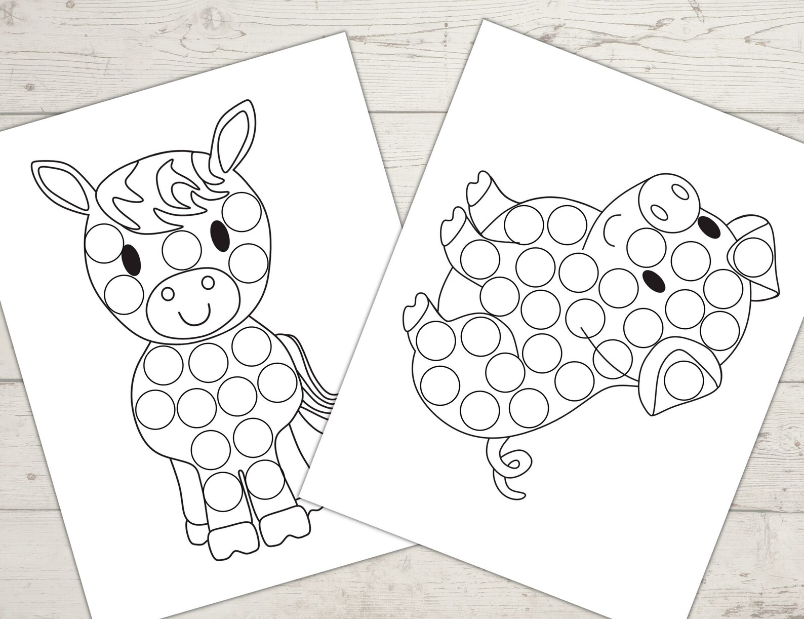 Farm Animals Dot Marker Printable Activity Pages, Do a Dot Coloring, Do ...