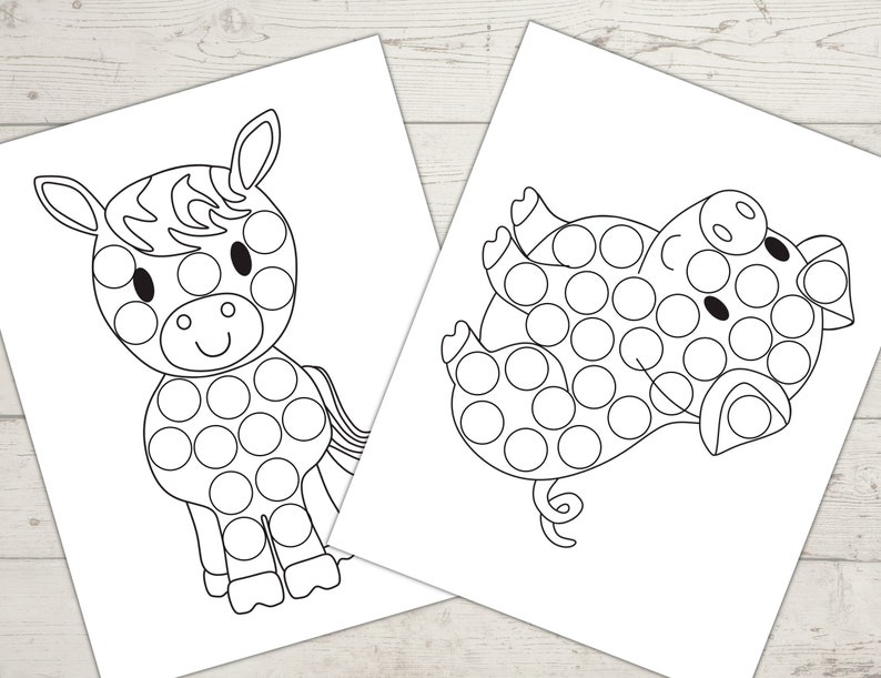 Farm Animals Dot Marker Printable Activity Pages, Do a Dot Coloring, Do ...