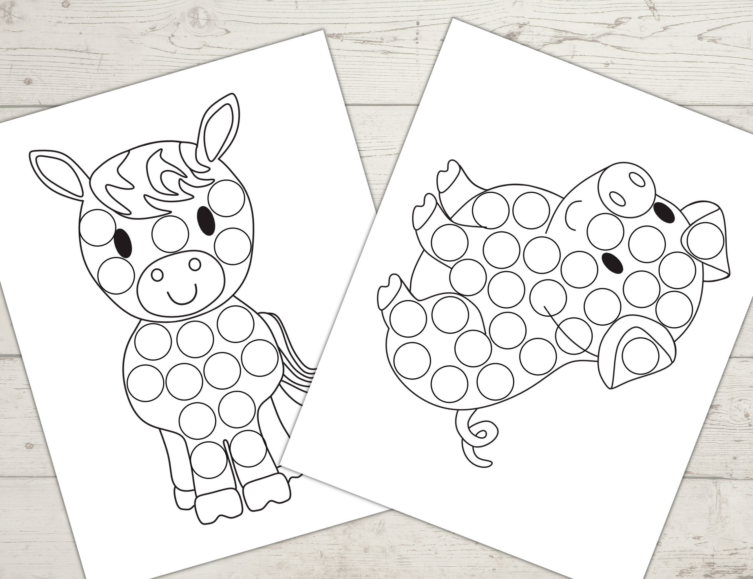 Farm Animals Dot Marker Printable Activity Pages, Do a Dot Coloring, Do ...