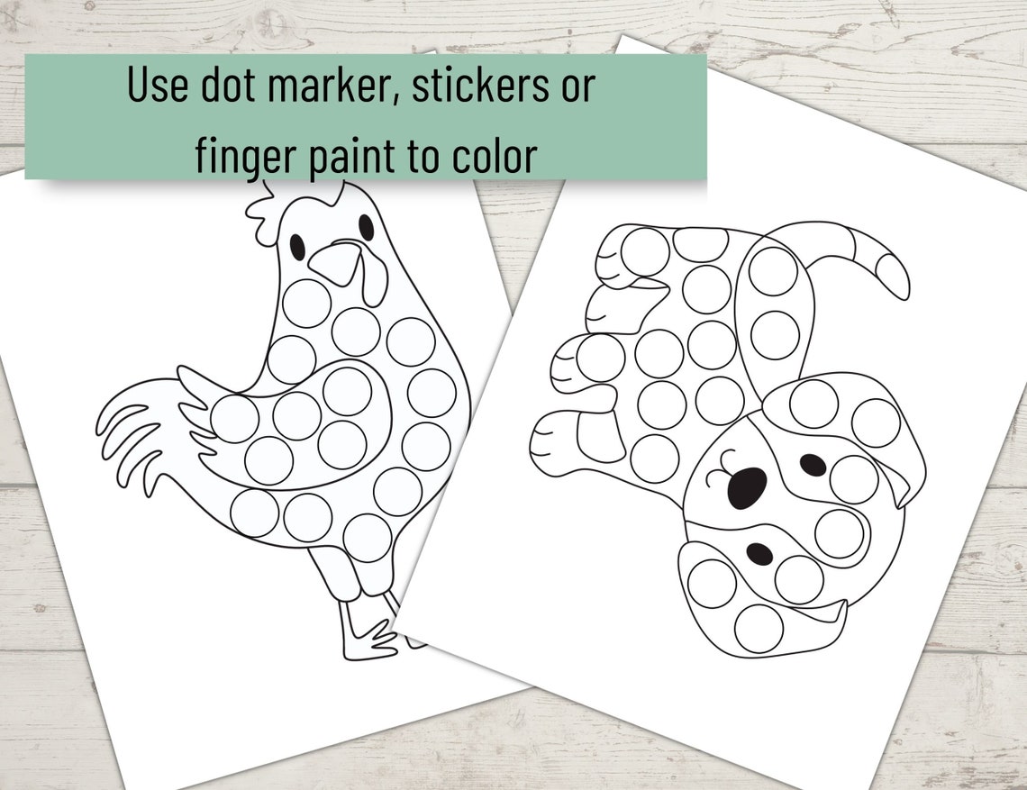 Farm Animals Dot Marker Printable Activity Pages, Do a Dot Coloring, Do ...