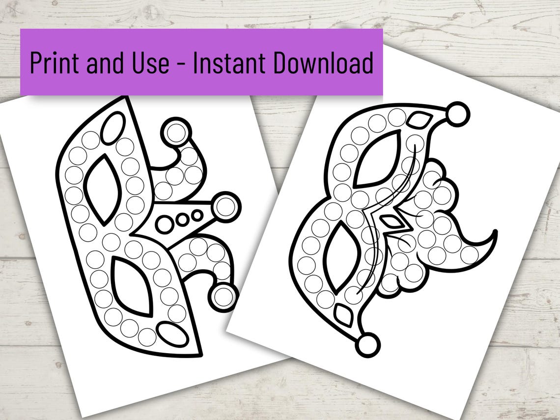 Mardi Gras Dot Marker Printable Activity Pages, Do a Dot Coloring, Do a ...