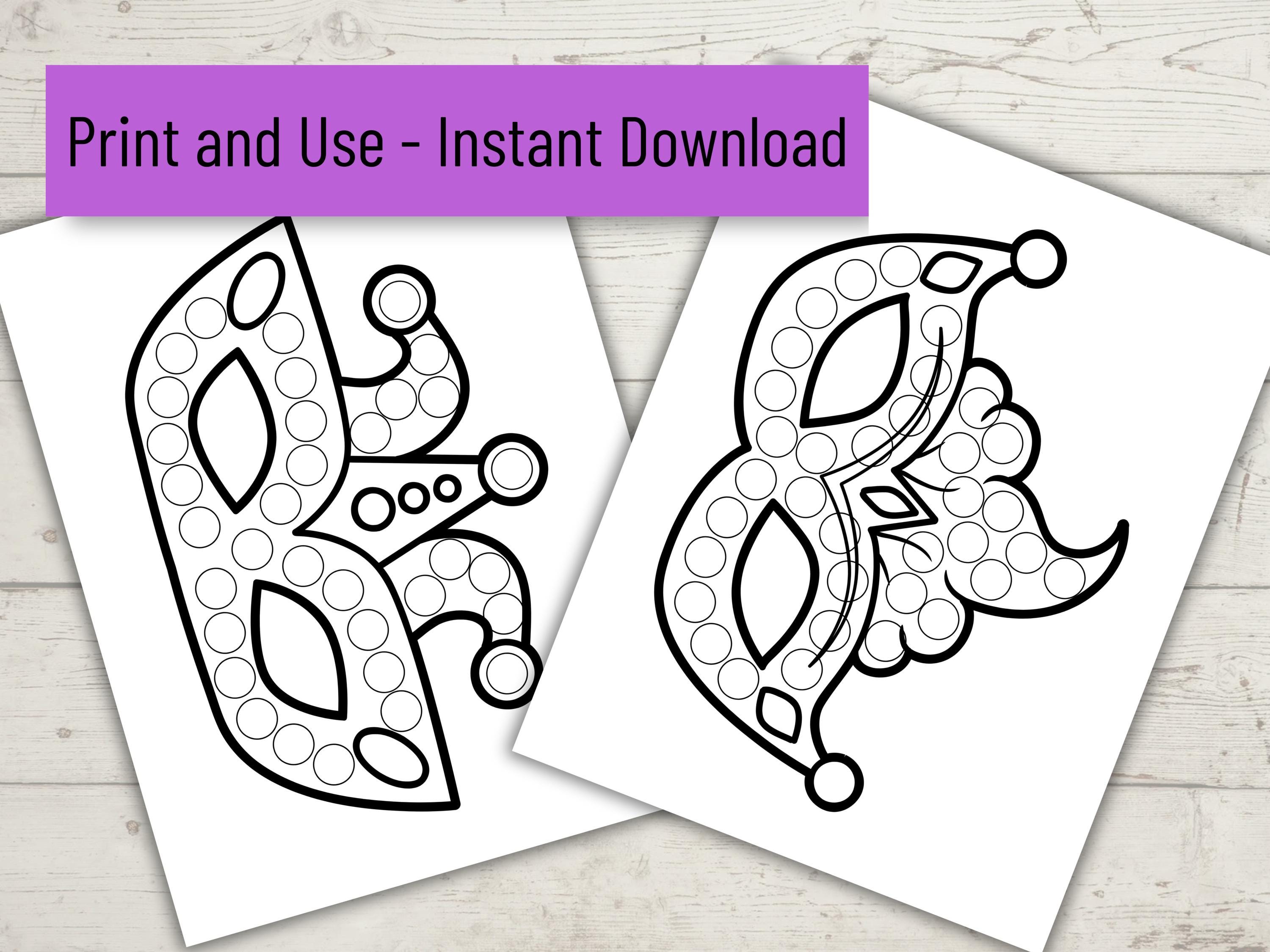 Mardi Gras Dot Marker Printable Activity Pages, Do a Dot Coloring, Do a ...