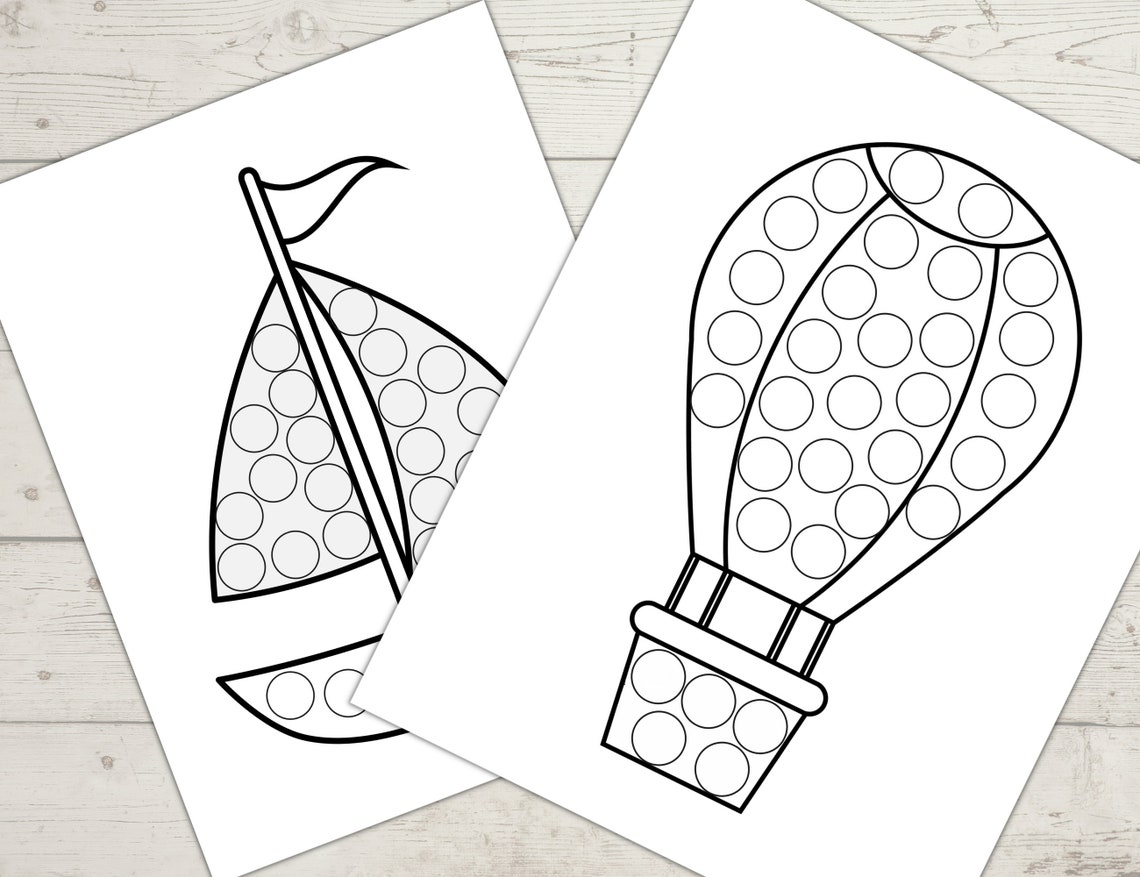 Transportation Dot Marker Printable Activity Pages, Do a Dot Coloring ...