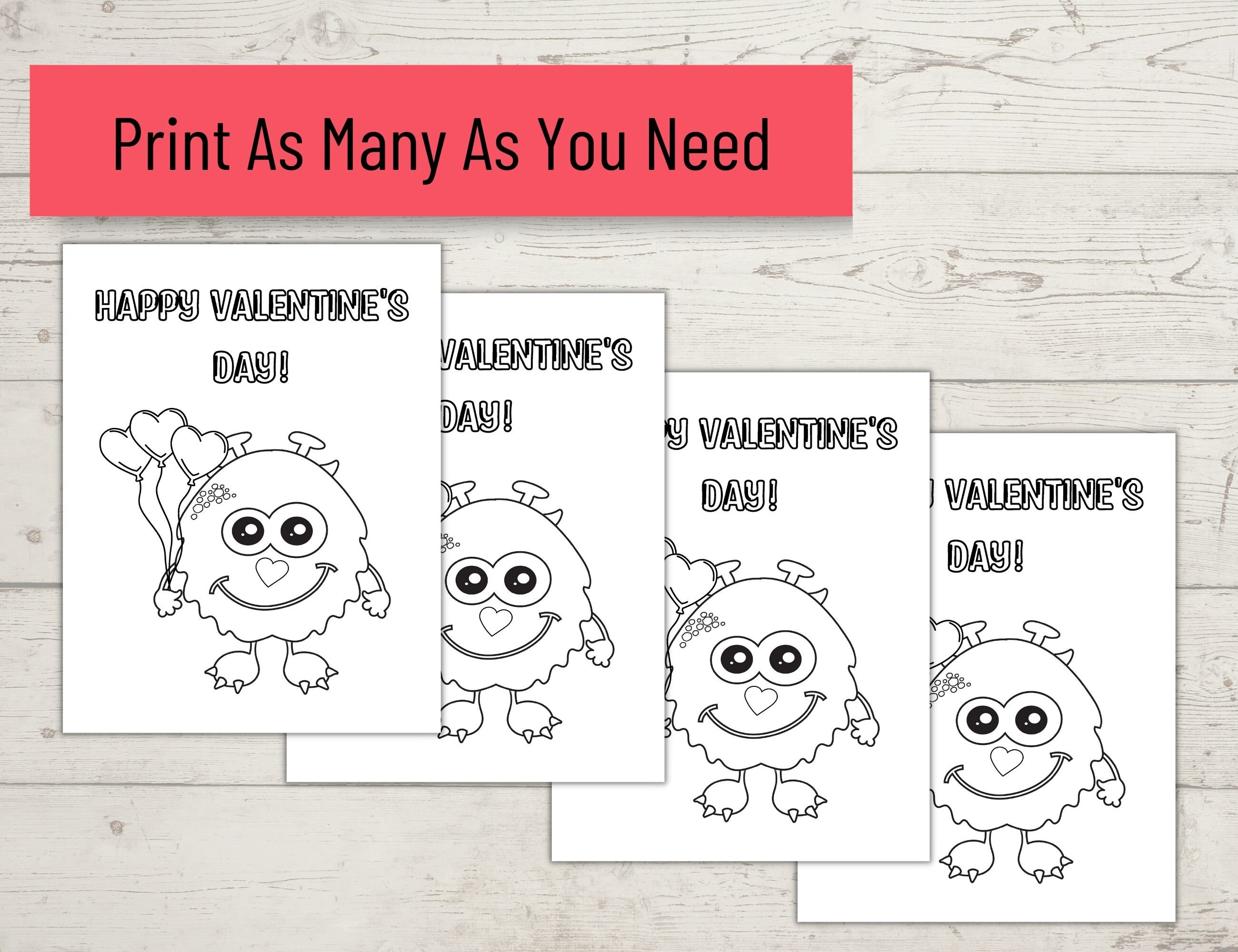 Valentine's Day Coloring Pages, Valentine Cute Monsters Coloring Pages ...
