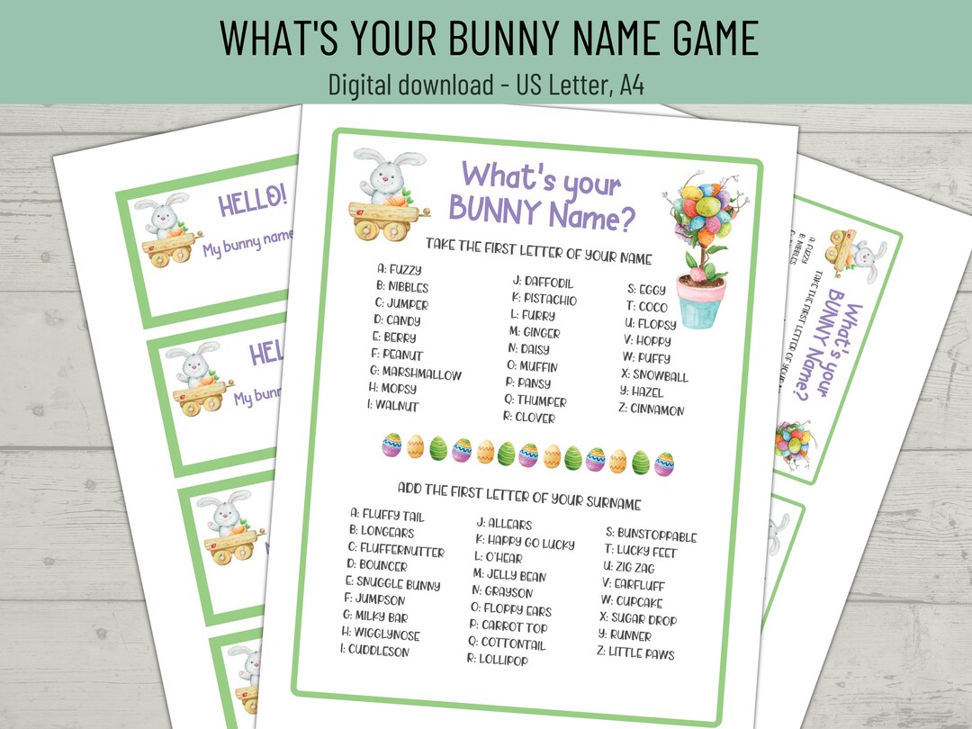 What's Your Bunny Name Easter Game, What is Your Bunny Name Printable ...