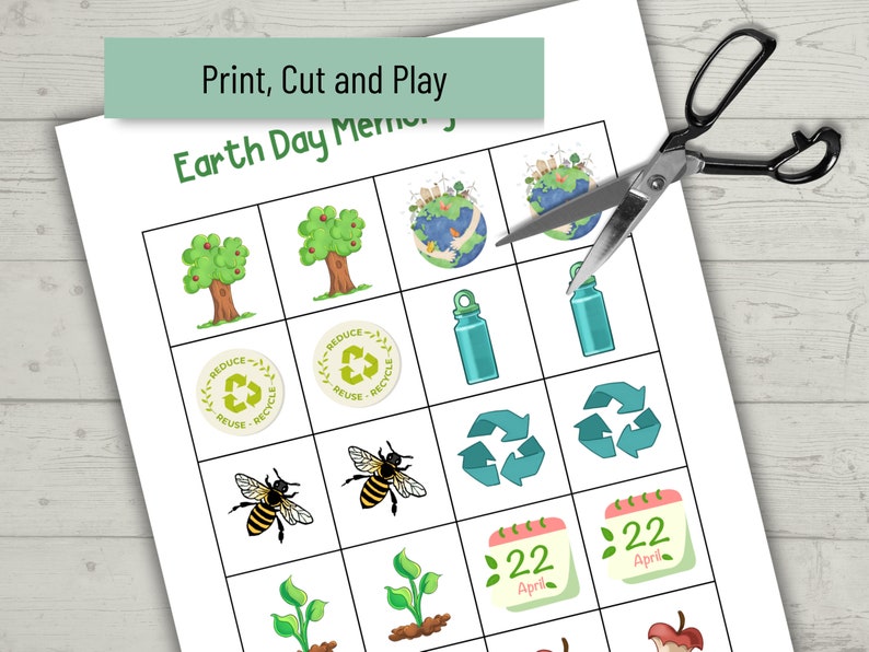 Earth Day Matching Game for Kids, Earth Day Printable Memory Game ...